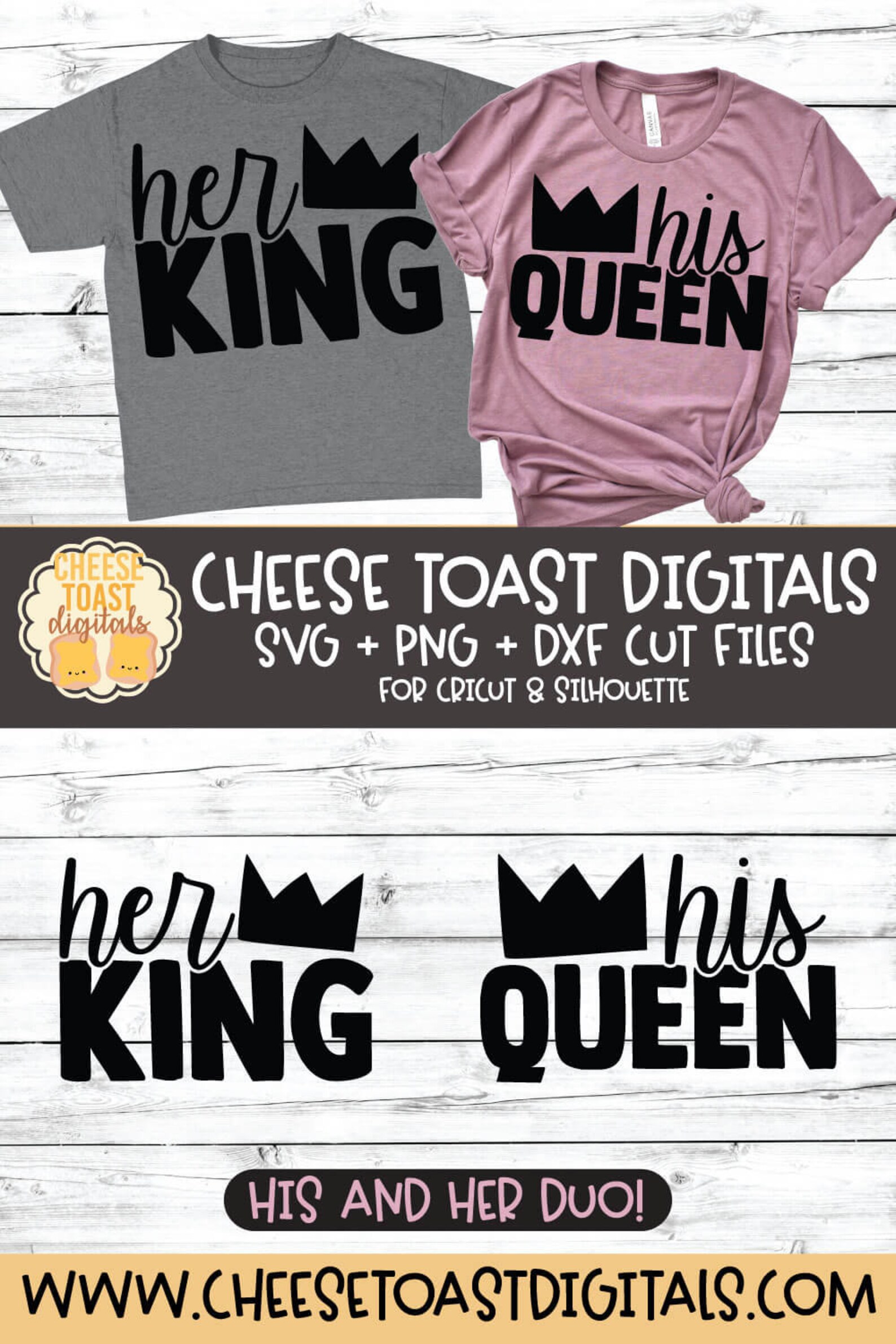 Her King His Queen SVG PNG DXF Cut Files Matching Husband | Etsy