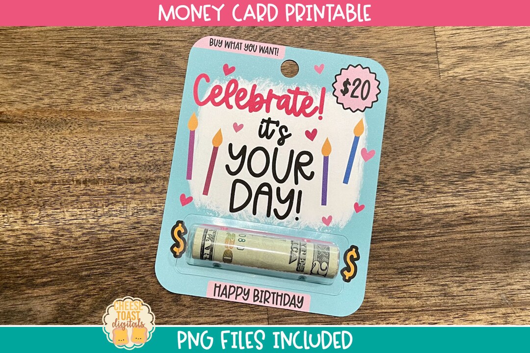 Printable Birthday Card, Money Card, Happy Birthday Design, Gift Card ...