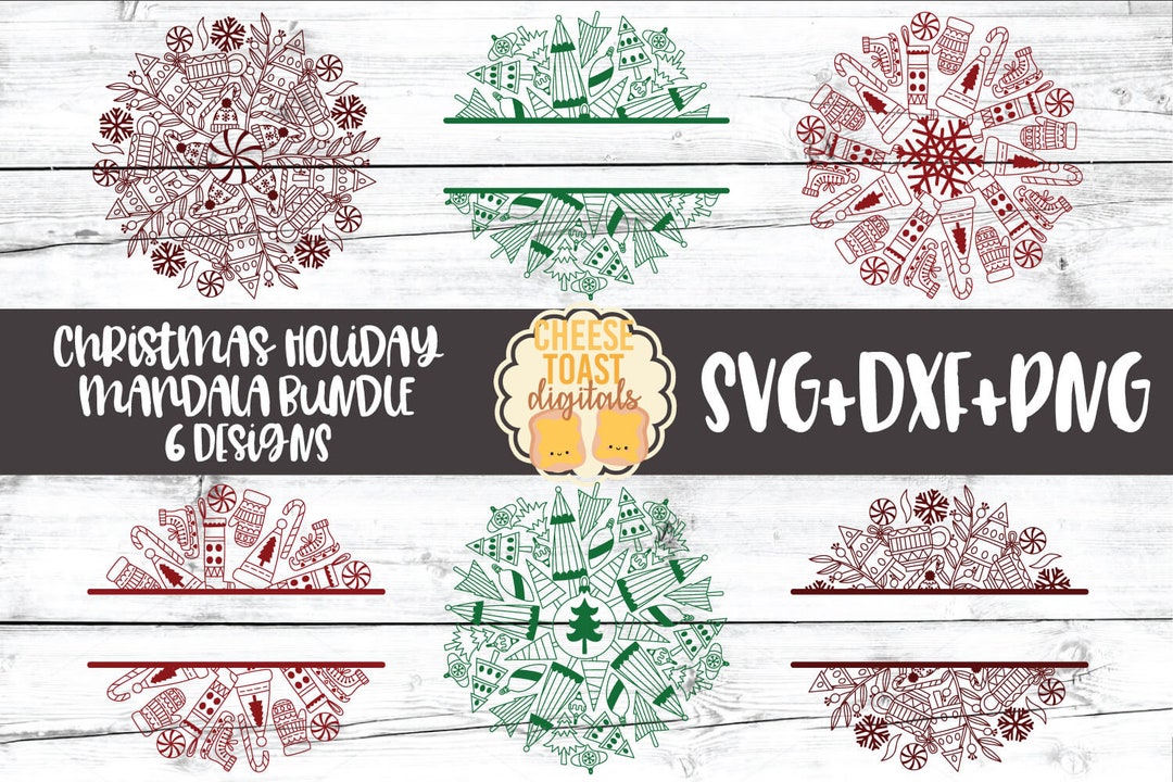 Christmas Holiday Mandala SVG Bundle, Christmas Mandala, Tree, Split ...