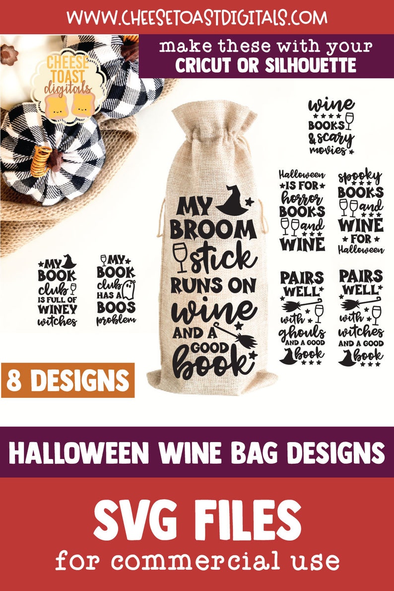Book Club Halloween Wine Bag SVG Bundle Halloween Svg Book | Etsy