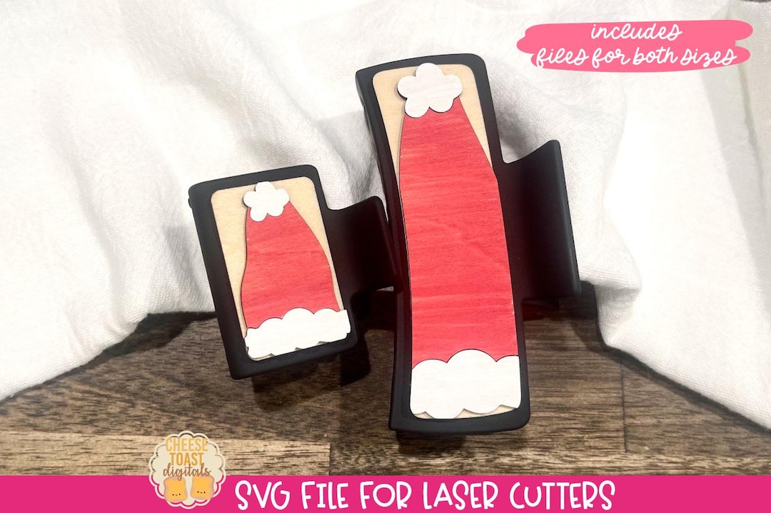 Claw Clip SVG, Christmas Hair Clip SVG, Hair Clip Laser File, Santa Hat ...
