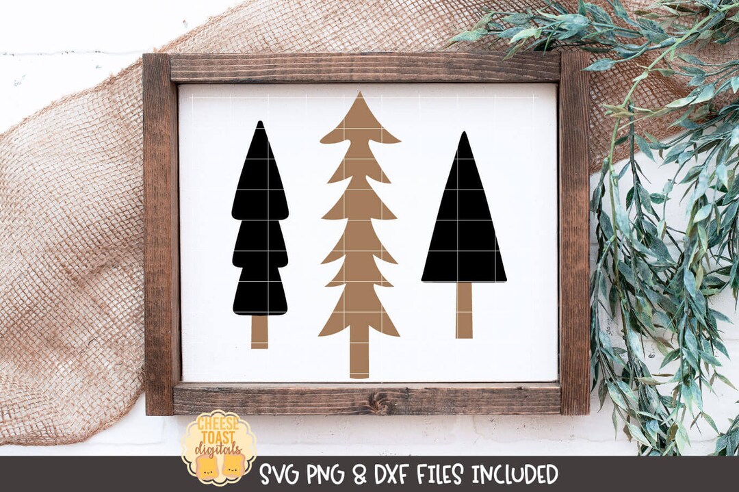 Rustic Trees Sign SVG PNG DXF Cut Files, Christmas Sign, Neutral ...