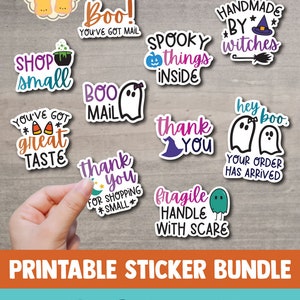 Halloween Packaging Stickers, 10 Spooky Printable PNG Files, Thank You ...