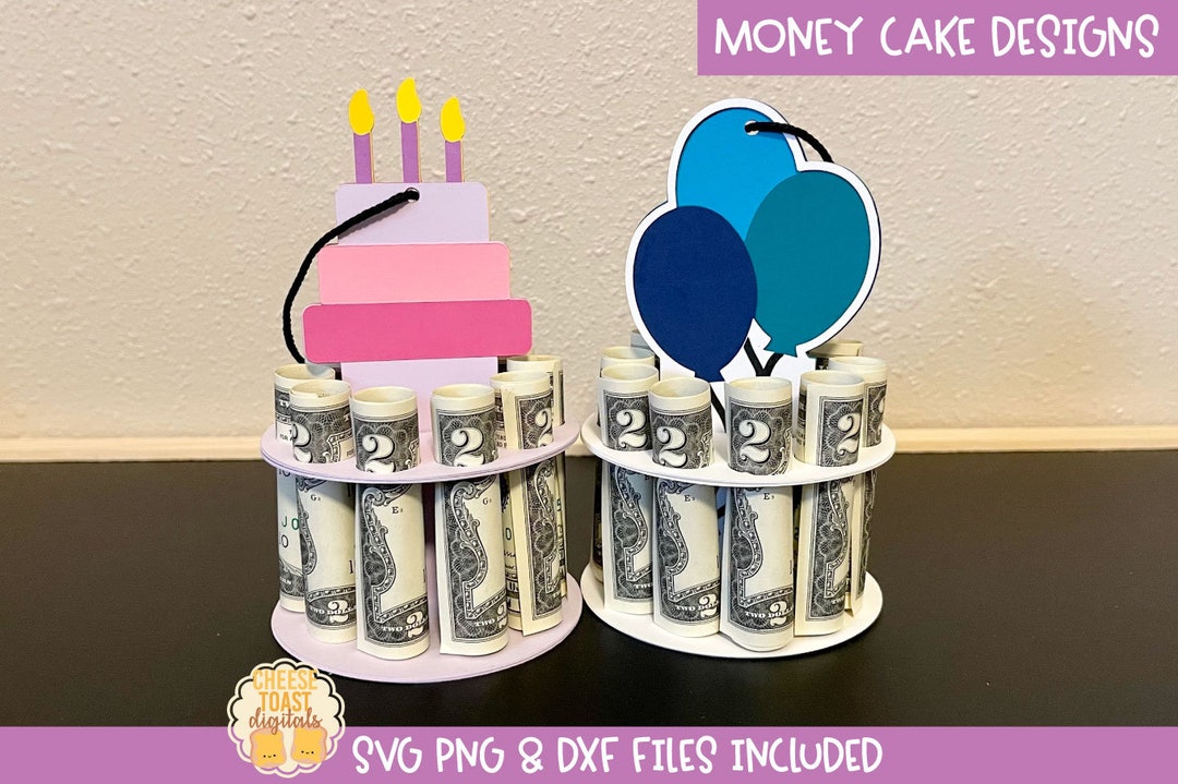 Birthday Money Cake SVG Bundle, Cardstock Money Cakes, Money Holder SVG ...