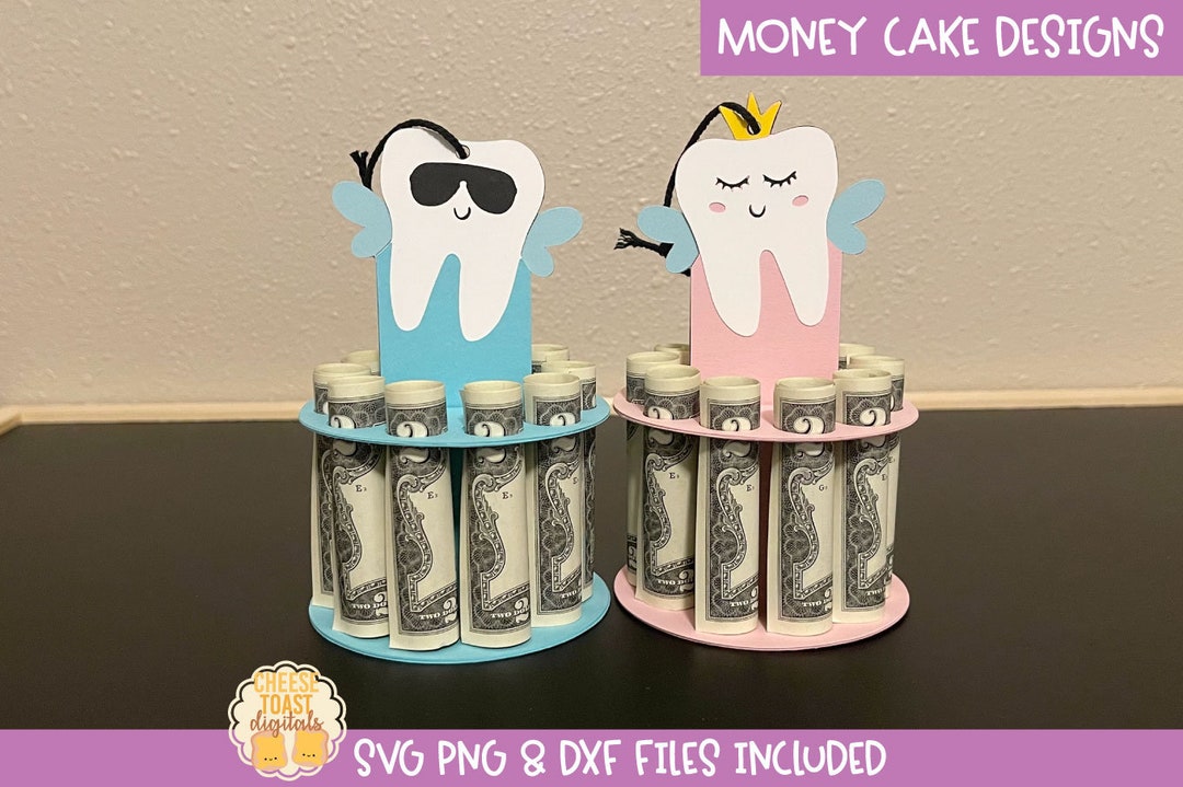 Tooth Fairy Money Cake SVG Bundle, Cardstock Money Cakes, Money Holder ...