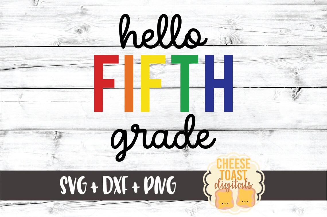 Rainbow Hello Fifth Grade SVG PNG DXF Cut Files Back to - Etsy