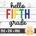 Rainbow Hello Fifth Grade SVG PNG DXF Cut Files, Back to School Shirt ...