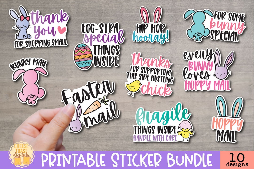 Easter Packaging Stickers, 10 Spring Printable PNG Files, Thank You ...