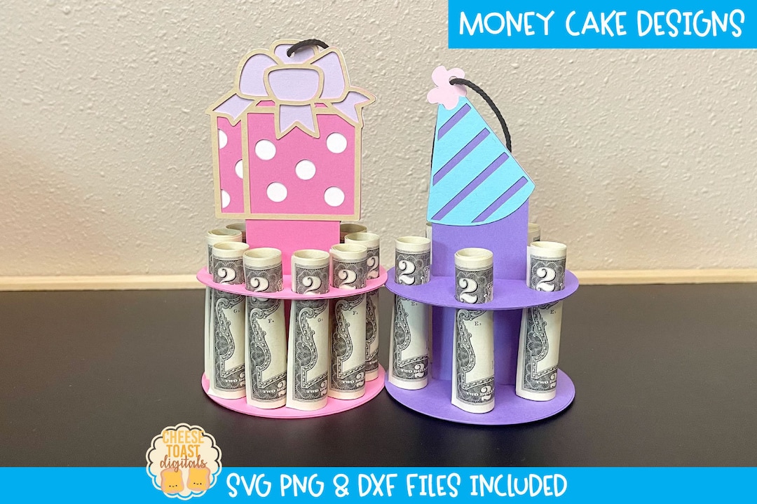 Birthday Money Cake SVG Bundle Vol 2, Cardstock Money Cakes, Money ...