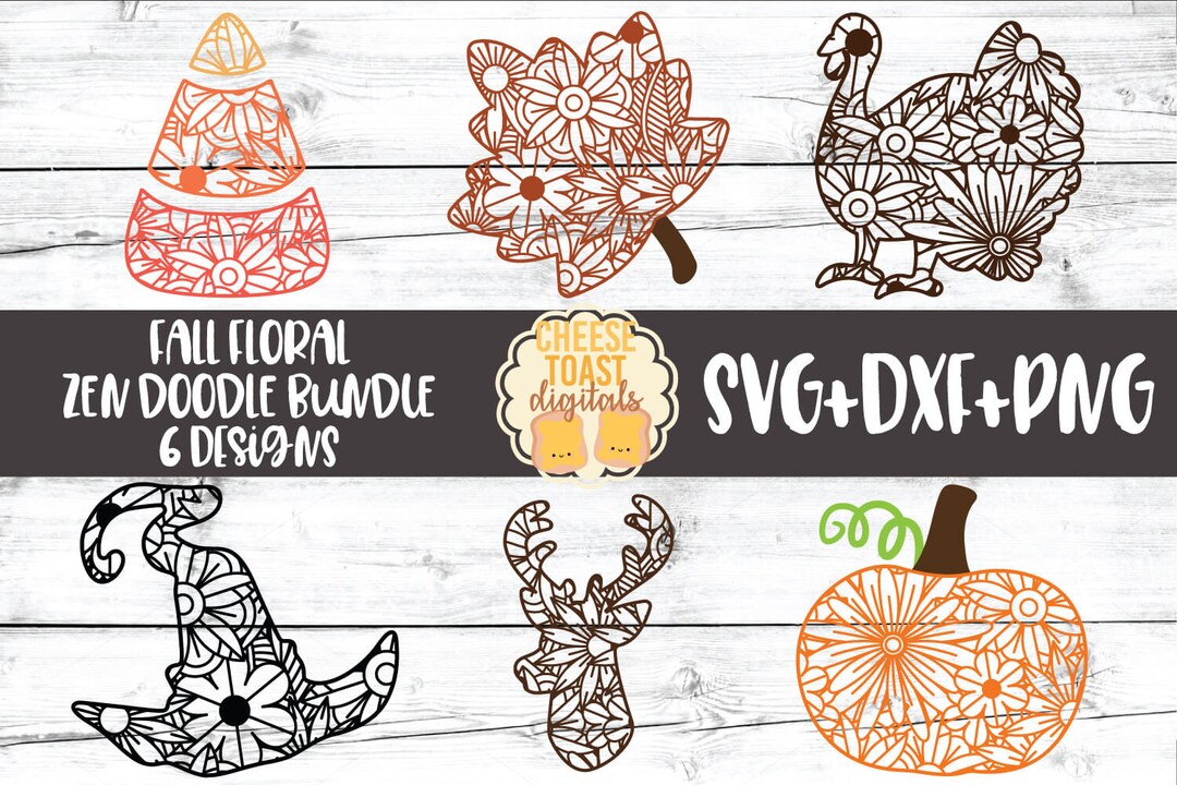 Fall Zen Doodle Art Bundle - 6 Designs, Fall Mandala, Pumpkin Svg ...