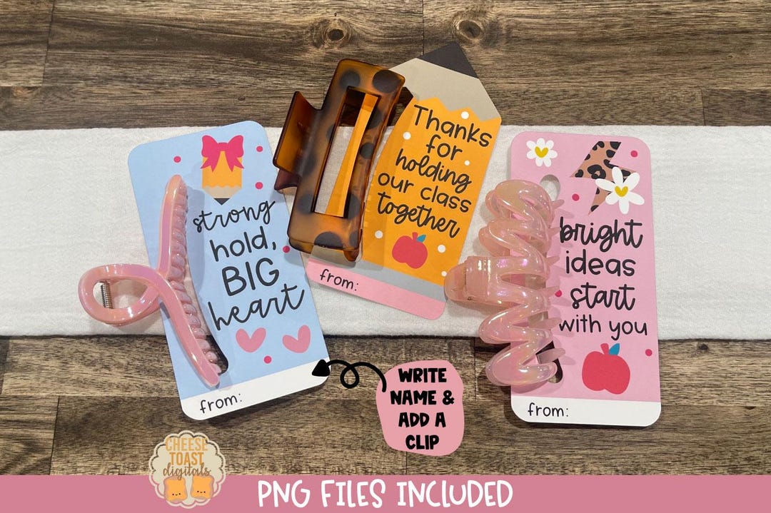 Teacher Appreciation Claw Clip Card Bundle PNG | Print Then Cut Hair ...