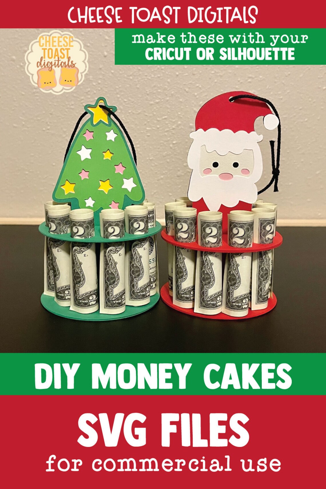 Christmas Money Cake SVG Bundle, Cardstock Money Cakes, Money Holder ...