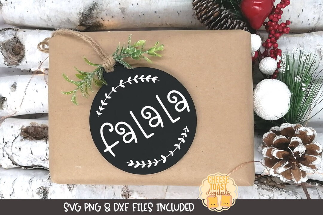 Fa La La Christmas Ornament SVG PNG DXF Cut Files, Laurel, Wood Round ...