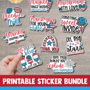 Fourth of July Packaging Stickers, 10 Patriotic Printable PNG Files ...