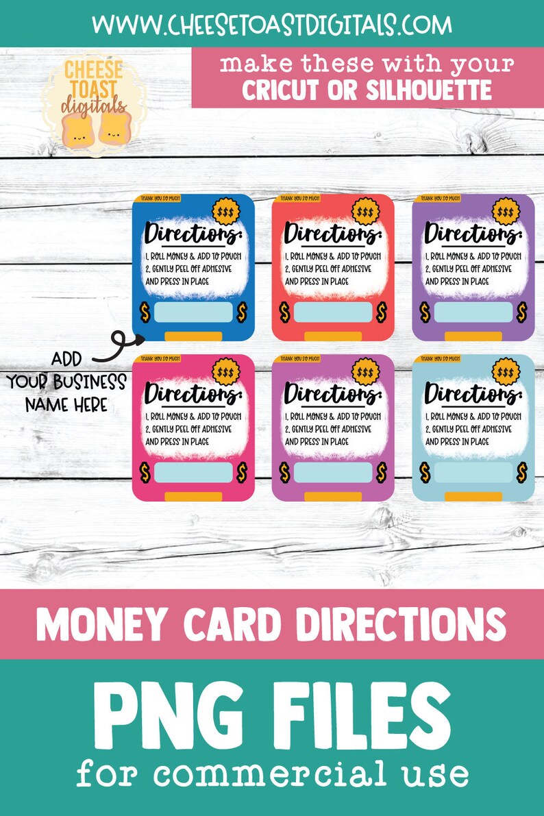 SELF ADHESIVE Printable Money Card Directions Money Card | Etsy