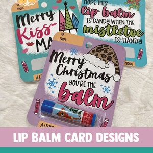 Printable Christmas Card, Lip Balm Card, Merry Christmas Design, Print ...