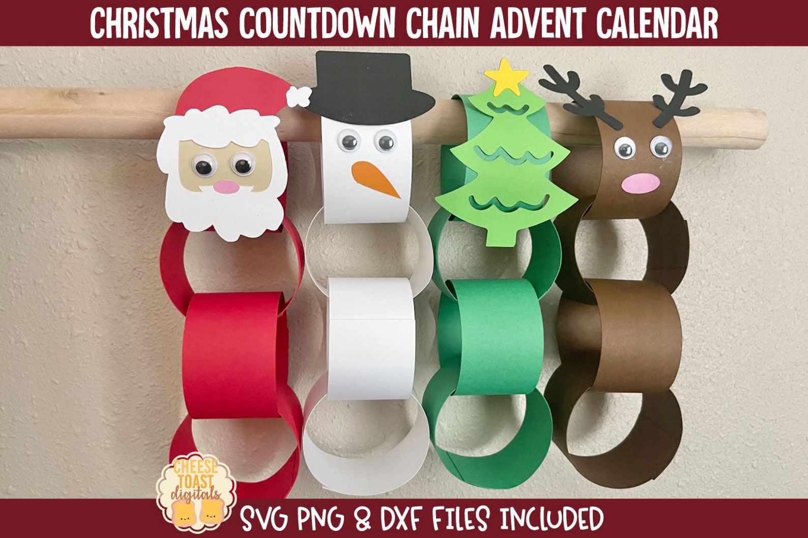 Christmas Countdown Advent Calendar SVG, Paper Chain Garland Craft Kit ...