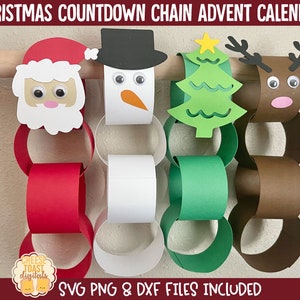 Christmas Countdown Advent Calendar SVG, Paper Chain Garland Craft Kit ...