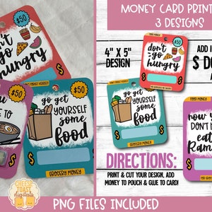 Printable Grocery Money Card, Money Card, Food Design, Gift Card Holder ...