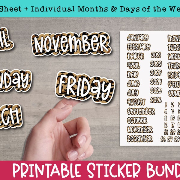 Leopard Print Day of the Week Stickers - Etsy