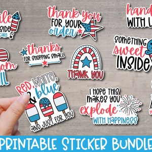 Fourth of July Packaging Stickers, 10 Patriotic Printable PNG Files ...