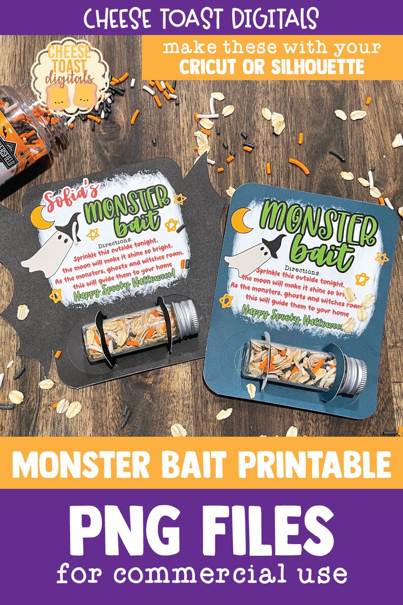 Monster Bait Card PNG, Halloween Printable Card PNG File, Fall Magic ...