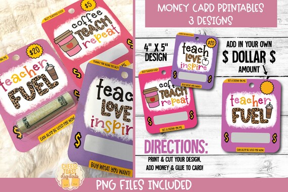 Printable Teacher Card Money Card Teacher Appreciation Gift - Etsy