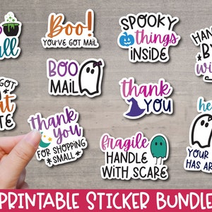 Halloween Packaging Stickers, 10 Spooky Printable PNG Files, Thank You ...