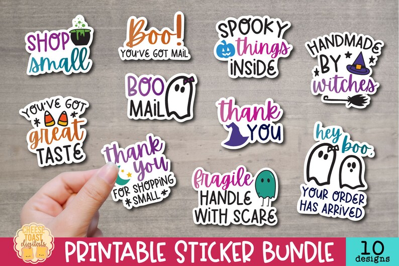 Halloween Packaging Stickers 10 Spooky Printable PNG Files - Etsy