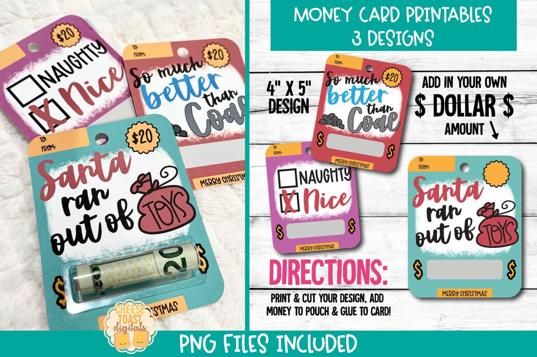 Printable Christmas Card, Money Card, Merry Christmas Design, Gift Card ...