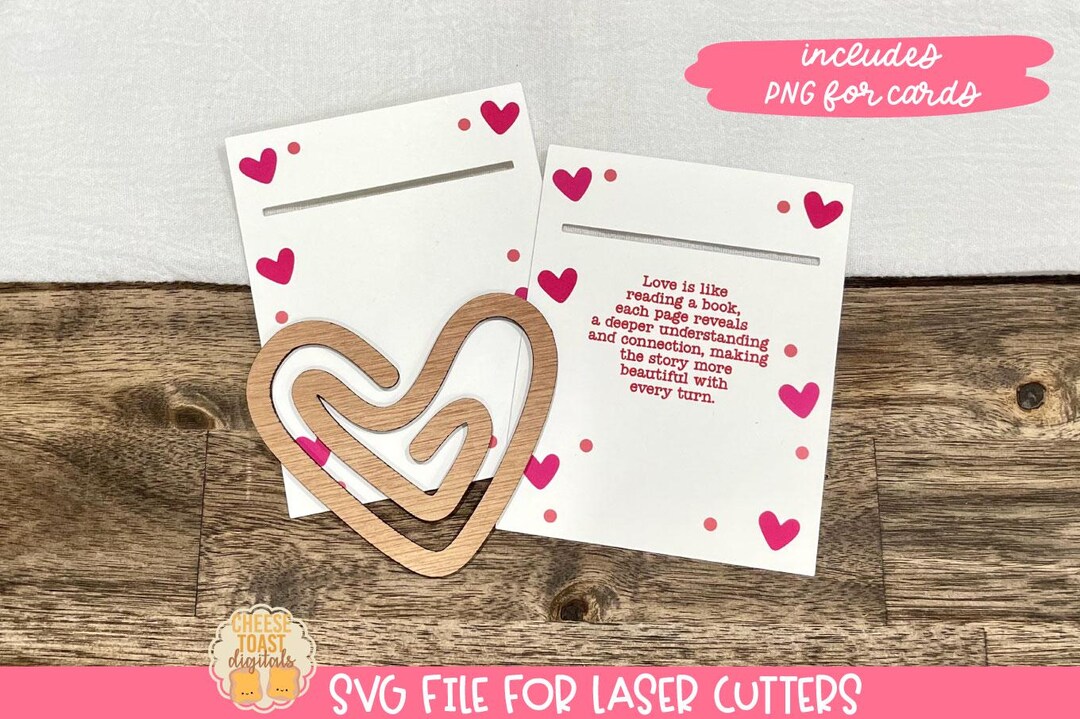 Heart Bookmark Laser File, Paperclip Laser File, Valentine's Day Laser ...