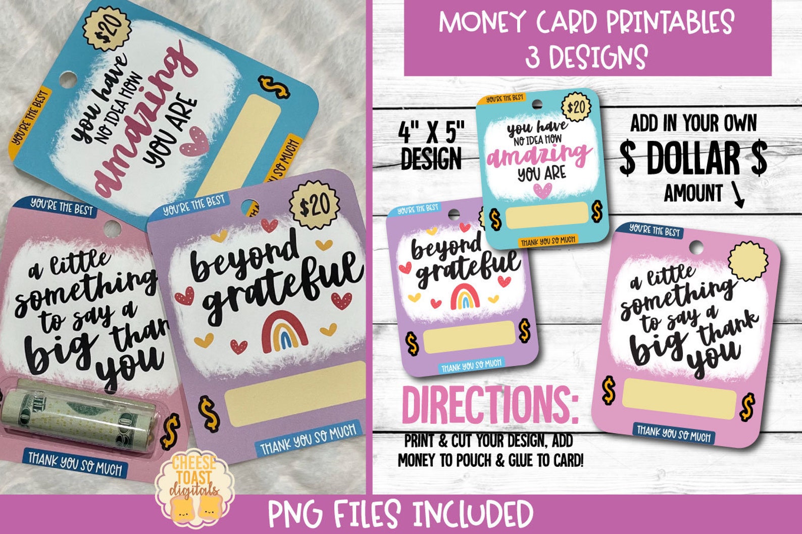 Printable Thank You Money Card, Thank You Card, Money Holder, Gift Card ...