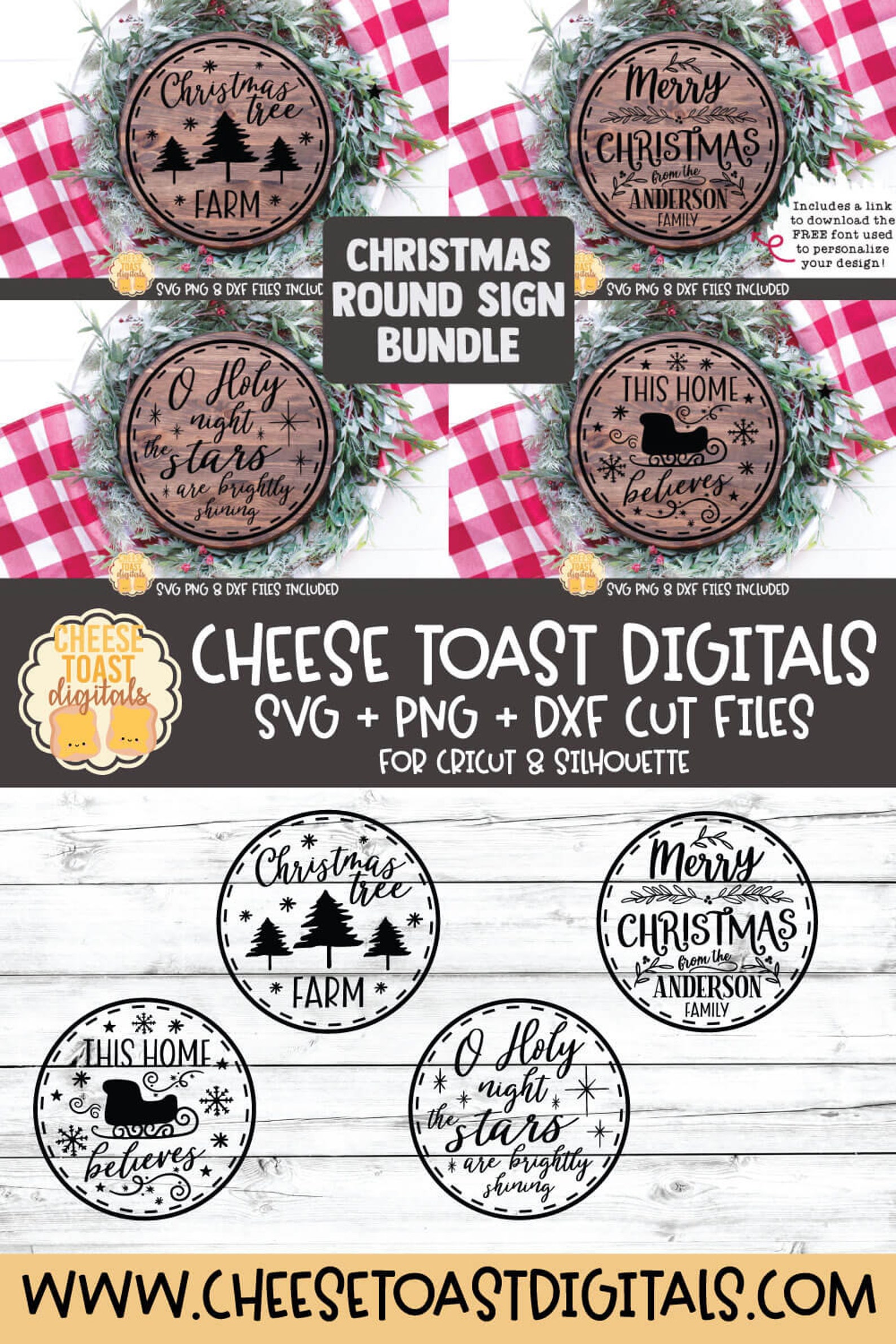 Christmas Rounds Sign SVG Bundle Wood Rounds Christmas Tree | Etsy