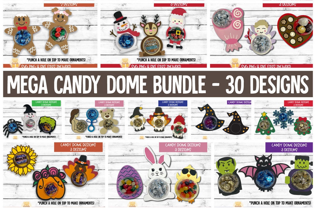 MEGA Candy Dome SVG Bundle, 30 Designs, Candy Ornaments SVG, Party ...