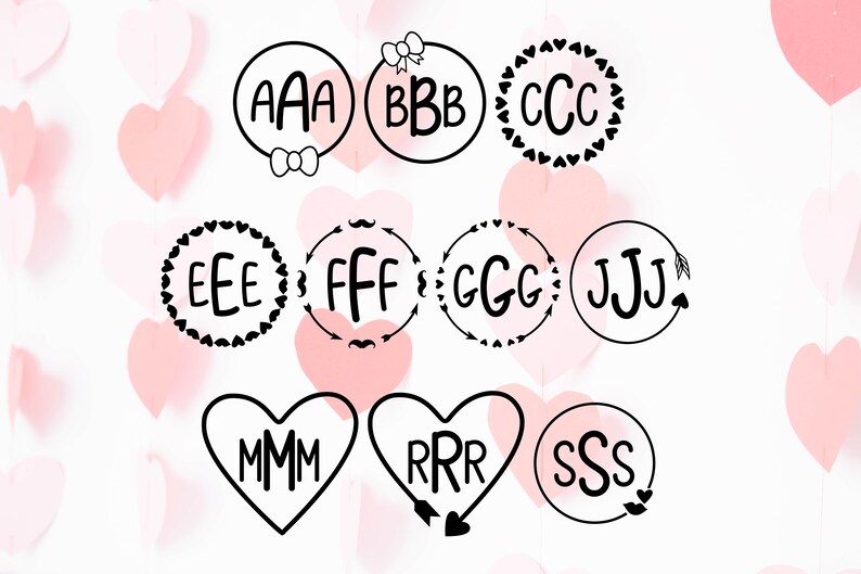 Love Letters Monogram Font, Heart Monogram, Monogram SVG, Monogram ...