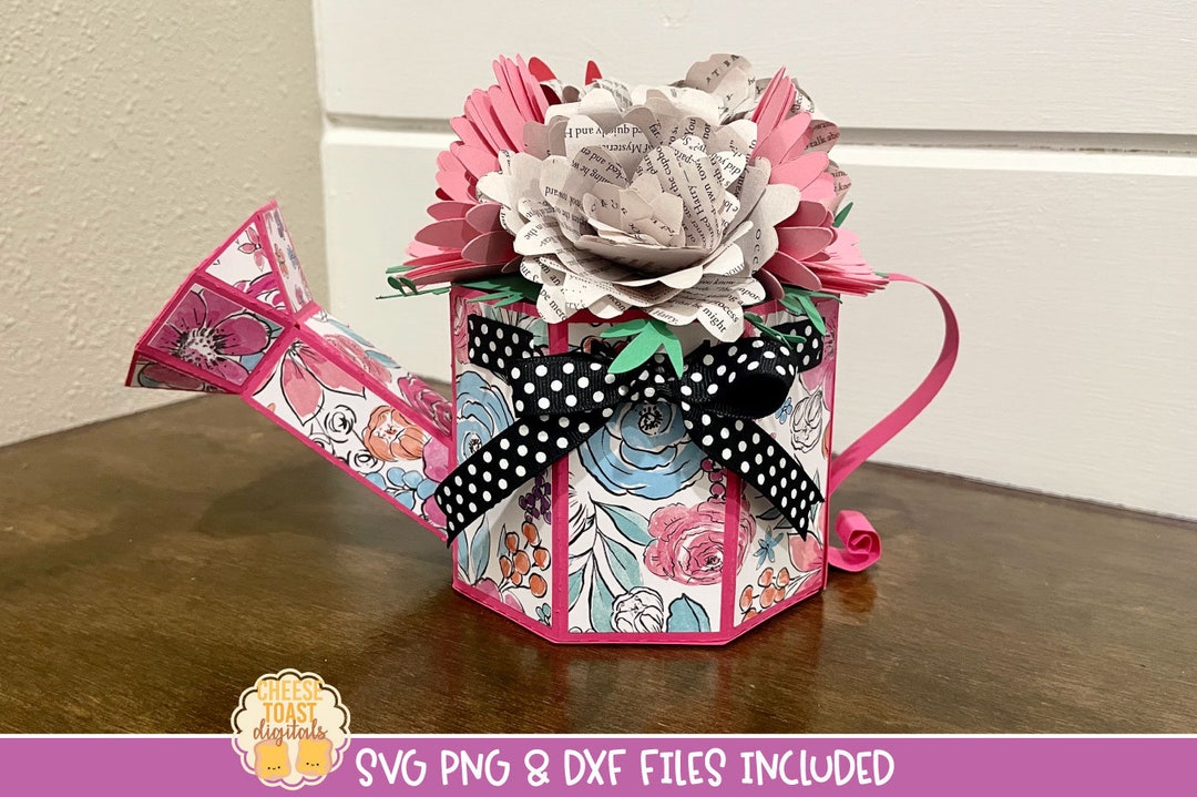 Paper Watering Can SVG Cut File, Paper Flowers, Bouquet Gift, Paper ...
