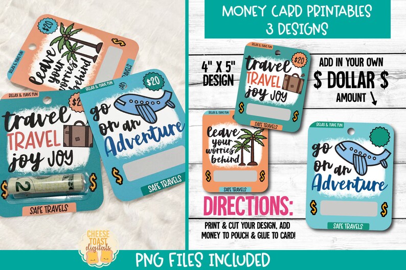 Printable Vacation Money Card, Money Cards, Travel Gift Card Holder ...