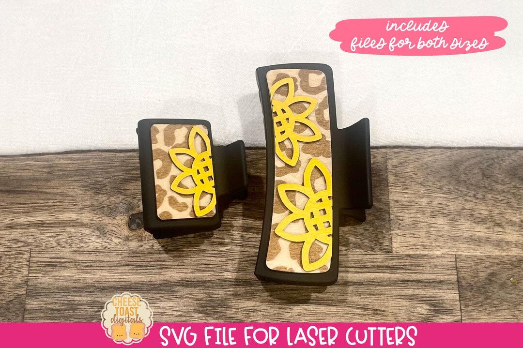Claw Clip SVG, Sunflower Hair Clip SVG, Leopard Print Hair Clip Laser ...