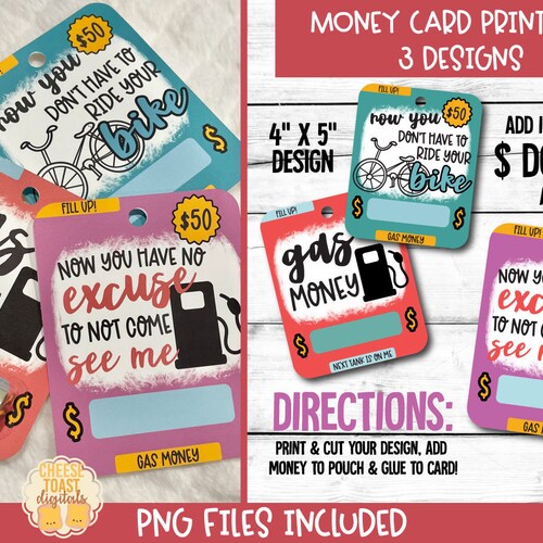 Printable Gas Money Card Money Card Fuel Design Gift Card - Etsy