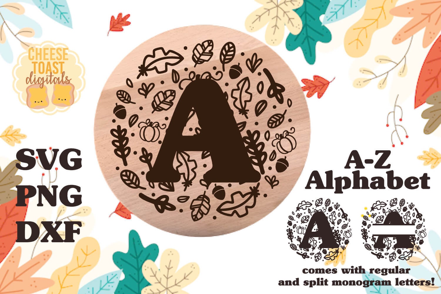Fall Monogram Alphabet SVG PNG DXF Cut Files Autumn Alphabet - Etsy