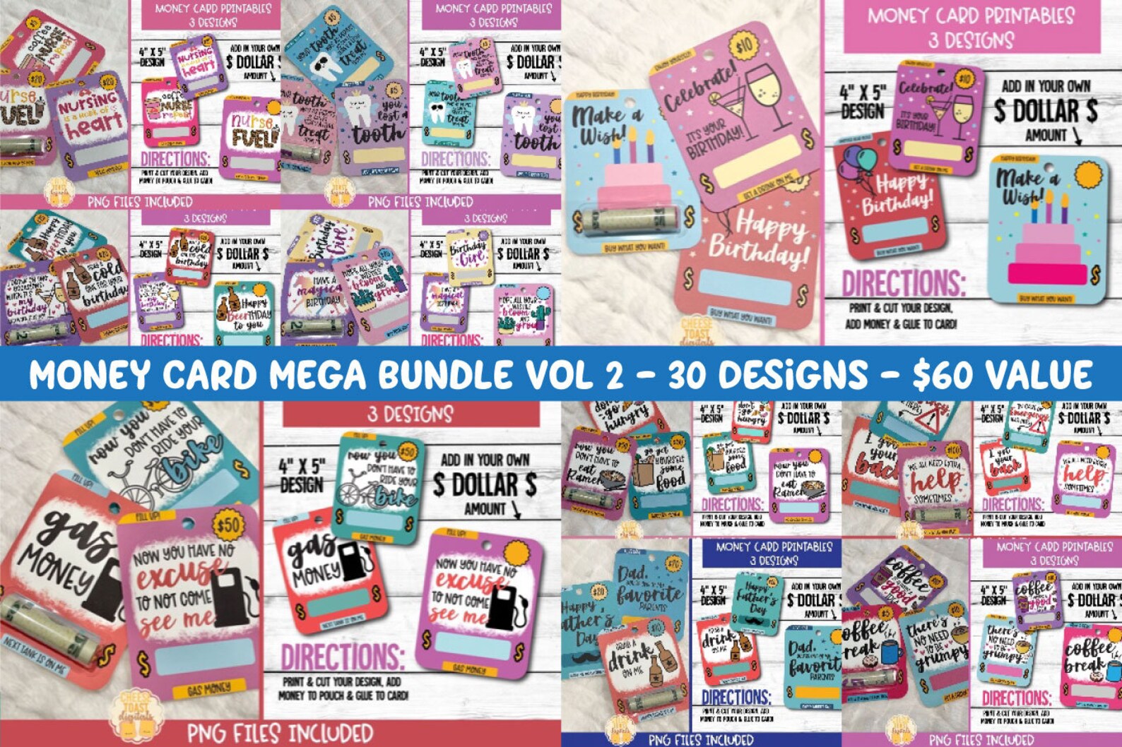 Money Card Mega Bundle Vol 2 Printable Money Holder Card - Etsy