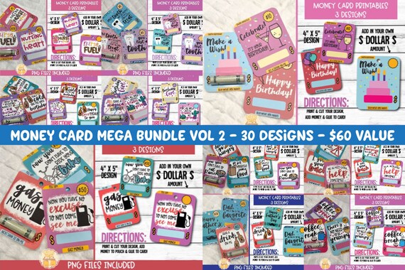 Money Card Mega Bundle Vol 2 Printable Money Holder Card - Etsy
