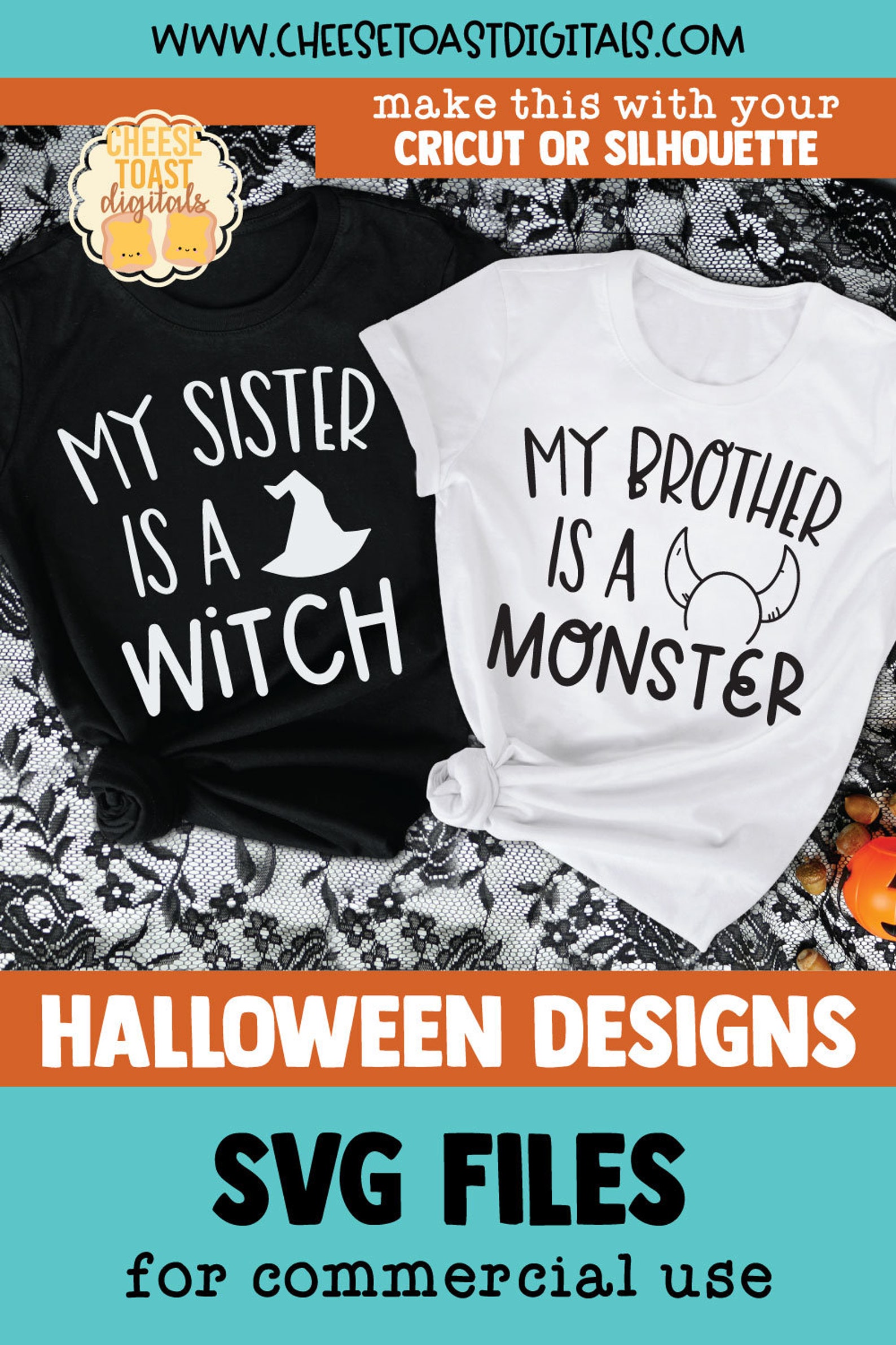 My Sister is A Witch | My Brother is A Monster SVG PNG DXF Cut Files ...