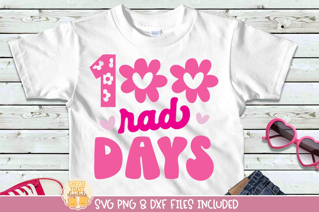100 Rad Days SVG PNG DXF Cut Files, Retro 100th Day of School Shirt ...