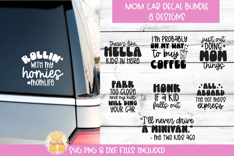 Mom Car Decal SVG Bundle, Funny Mom Sayings for Vinyl Car Stickers ...