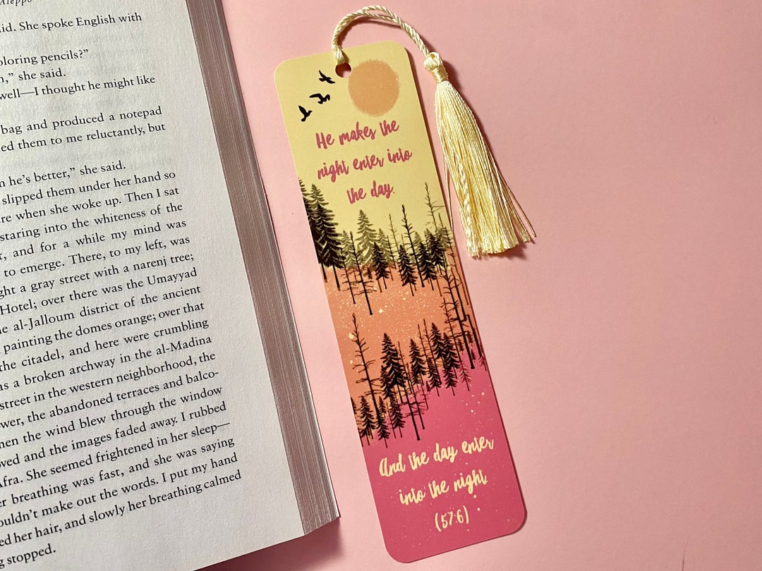 Islamic Bookmark | Quran Verse, Forest Design With Tassel - Etsy