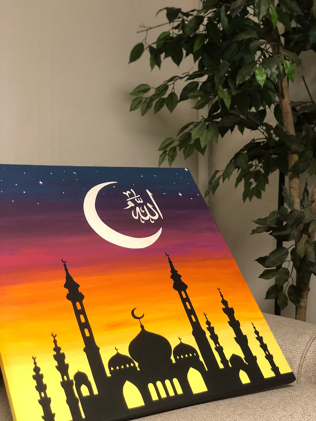 Masjid Sunset Acrylic Painting | Islamic Wall Art - Etsy