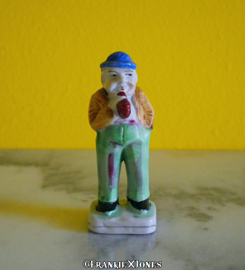 Porcelain Old Man Smoking Pipe Figurine - Etsy