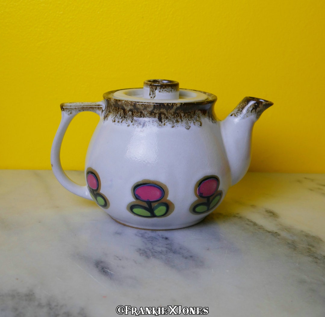 MCM Fat Lava Glazed Stoneware Flower Teapot | Fred Roberts - Etsy