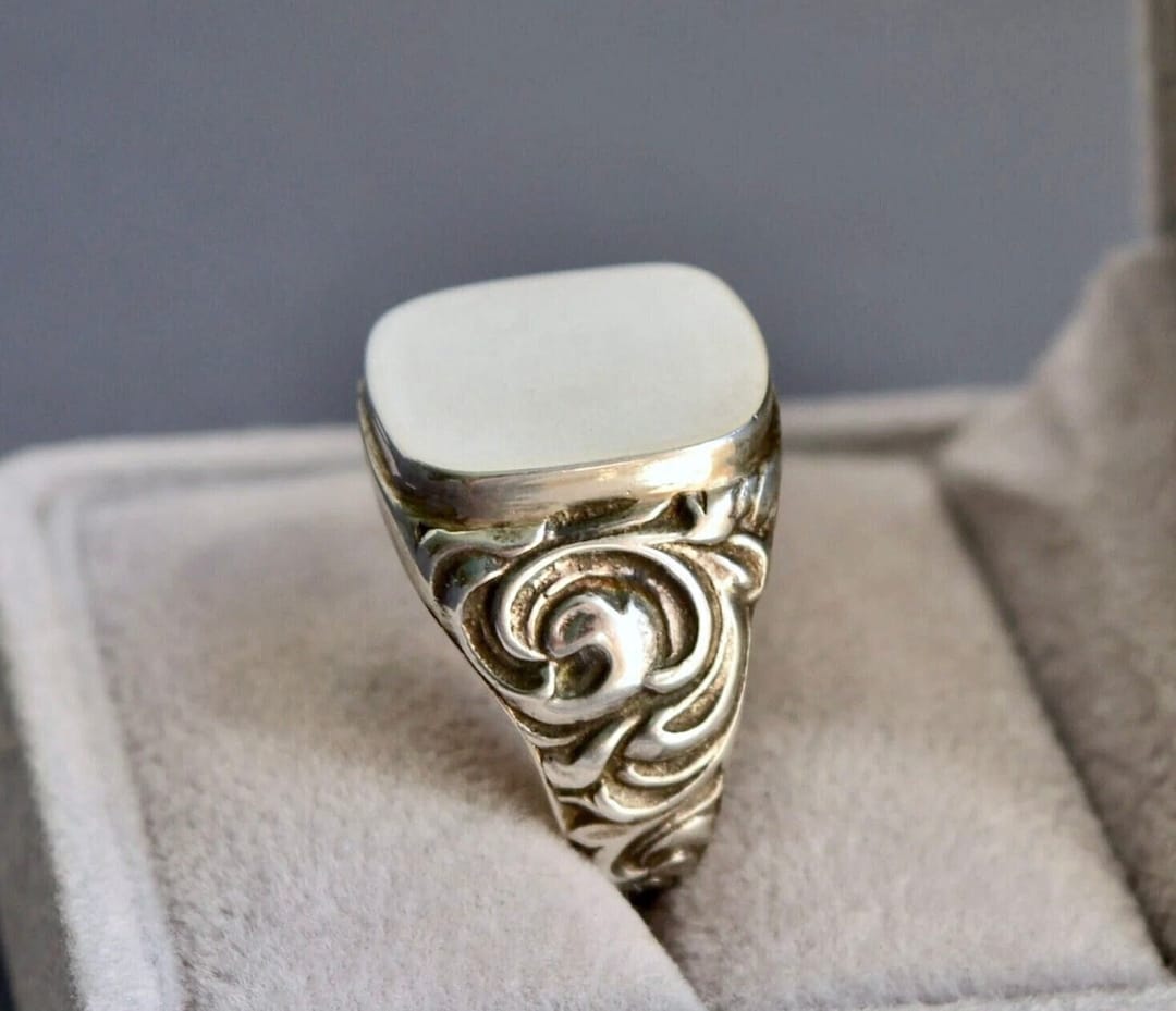 Antique 835 Silver Blank Signet Ring Size UK S, US 9, Germany, 1920's ...